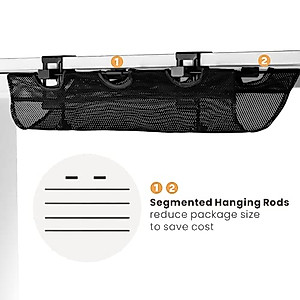 Mount Plus CC11-7 Under Desk Mesh Cable Management Tray, No Drill Wire Management for Wire, Power Strip Holder, Cord Organizer, Wire Management for Office and Home with Flame-Resistant Material