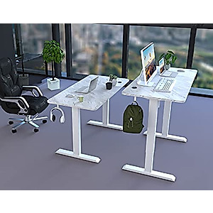 Win Up Time Electric Standing Desk- Adjustable Height Desk, Sit Stand Desk Frame & 48 x 24 Inches Table Top, Adjustable Desks for Home Office, Marbling Style