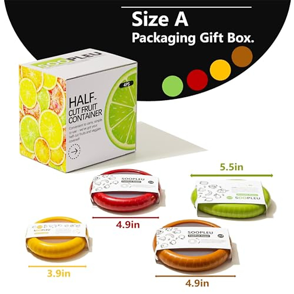 SOOPLEU Avocado Saver and Tomato Holder - Set of 4 Reusable Storage Containers for Fridge - Ideal for Apples, Garlic, Onions, Lemons, and Potatoes