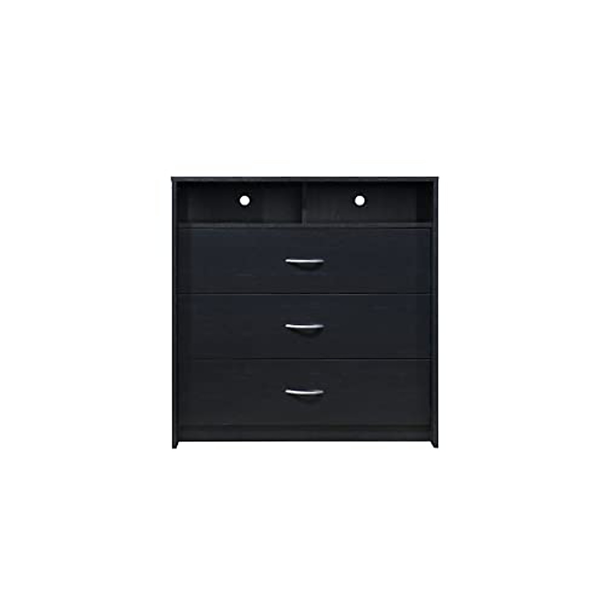 Hodedah 3-Drawer 1-Open Shelf 2 Compartments Dresser, Black