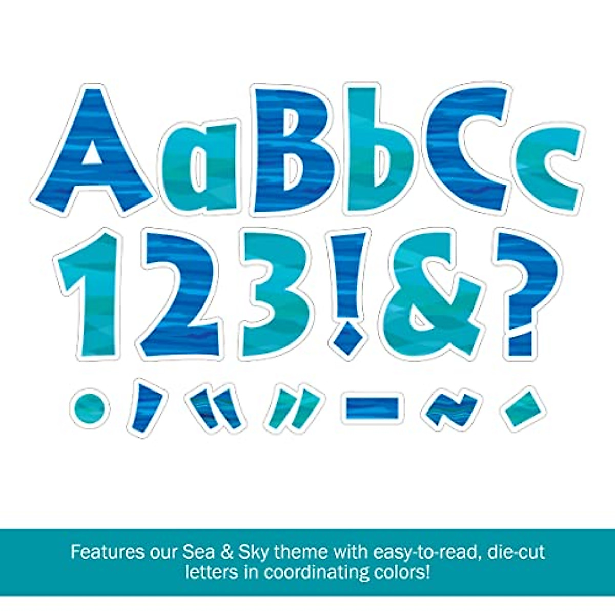 BARKER CREEK Letter Pop-Outs, 4" Sea & Sky, Multicolor Designer Letters for Bulletin Boards, Breakrooms, Reception Areas, Signs, Displays, and More! 4", 255 Characters per Set (1726)