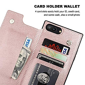 Bocasal Crossbody Wallet Case for iPhone 7 Plus/8 Plus Credit Card Holder PU Leather Kickstand Shockproof Detachable Cross Body Strap Lanyard Magnetic Closure 5.5 inch(Rose Gold)
