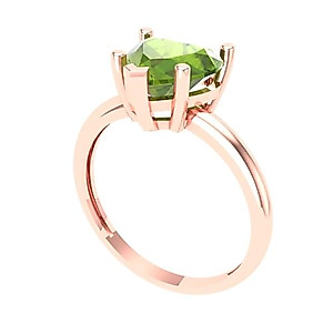 Clara Pucci 2.0 ct Heart Cut Solitaire Natural Peridot 5-Prong Engagement Bridal Promise Anniversary Ring 18K Rose Gold Size 8.75