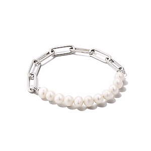 Kendra Scott Ashton Half Chain Bracelet Silver White Pearl One Size