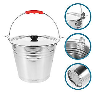 STOBAZA Stainless Steel Bucket with Lid and Handle Milk Bucket Dairy Pail Milk Can Tote Jug Ash Bucket Ranch Milking Bucket Livestock Care Supplies 22CM