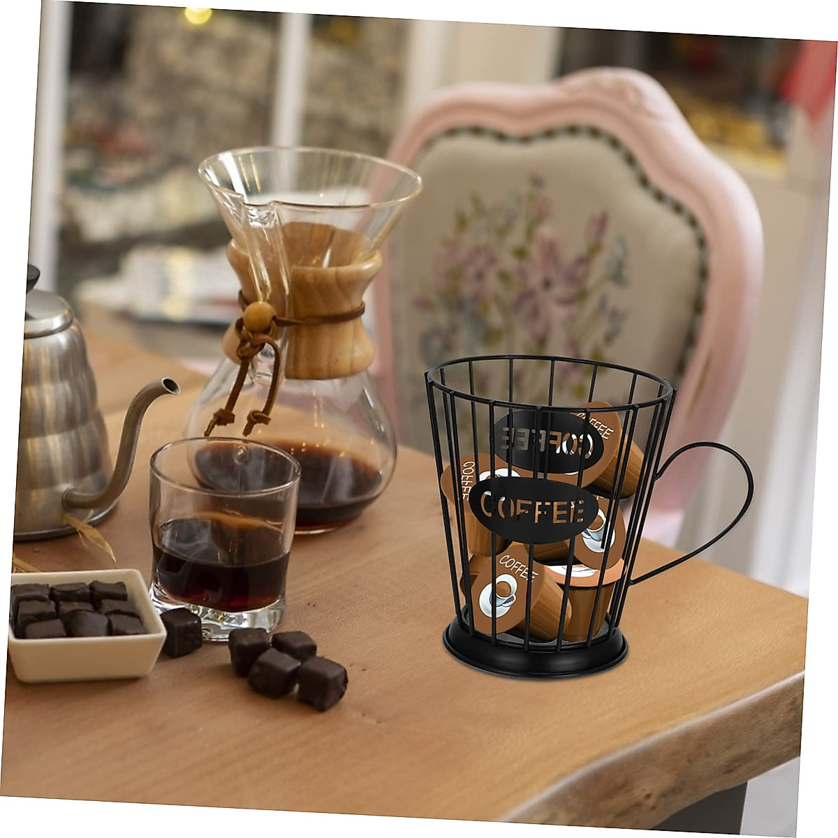SHOWERORO Storage Basket Fruit Serving Basket Capsule Holder Coffee Station Organizer Coffee Storage Cup Metal Wire Cup Coffee Holder Basket Metal Wire Mug Counter Wire Basket Iron Office