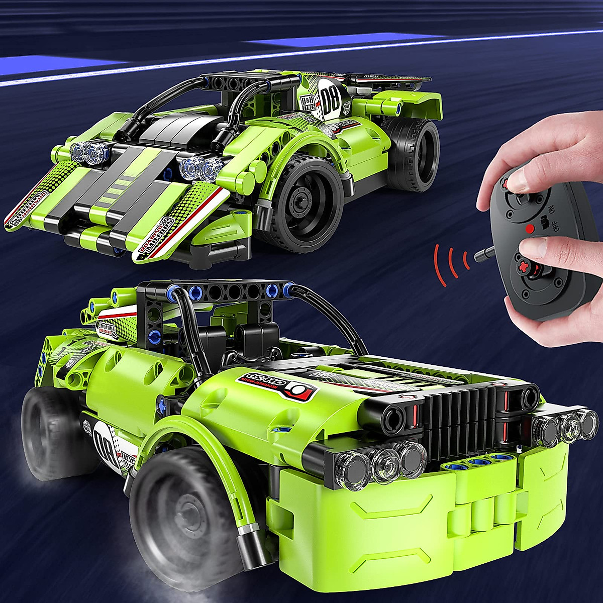 STEM Toy Building Toys Gifts for Age 6, 7, 8, 9, 10, 11, 12 Years Old Kids, Boys, Girls, 2-in-1 Remote Control Racing Car Racecar Building Block, 335 Pcs DIY Building Kit, Engineering Construction Toy