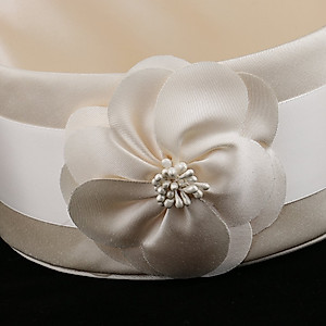 MonkeyJack Pack of 2pcs Delicate Round Champagne Satin Wedding Flower Girl Basket Floral Bridal Petals Basket Decoration