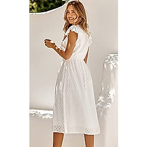 Camisunny Fashion 2023 Summer Dresses Sundress for Women Trendy Sexy V Neck High Waist White Size XL