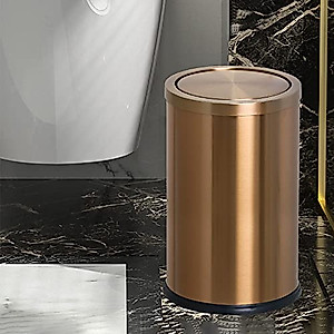 Stainless Steel Trash can with flip Cover Gold Household Kitchen Toilet Living Roomt with Garbage (Rose Gold Trash can)