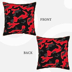 Augenstern Zippered Pillow Protectors Cover Case Camouflage-Red-Camo Decorative Throw Pillow Cover Square Cushion Case 18"X18"