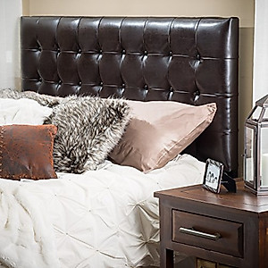 Christopher Knight Home Bellmont Button Tufted Leather Headboard, Queen / Full, Brown