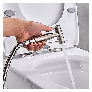 Brushed Nickel Hanging Toilet Bidet Faucet Stainless Steel Handheld Shower Head Faucet Crane Handheld Sprayer Head(Only Bidet Head)