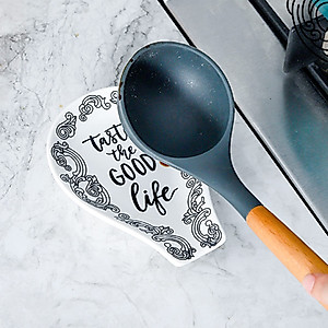 Yoeuen Green Ceramic Spoon Rest for StoveTop, 5.5inch Spoon Holder for Kitchen Counter Heat-Resistant, Classic Style Large Utensil Rest for Spatula, Spoons or Tongs, 1pcs