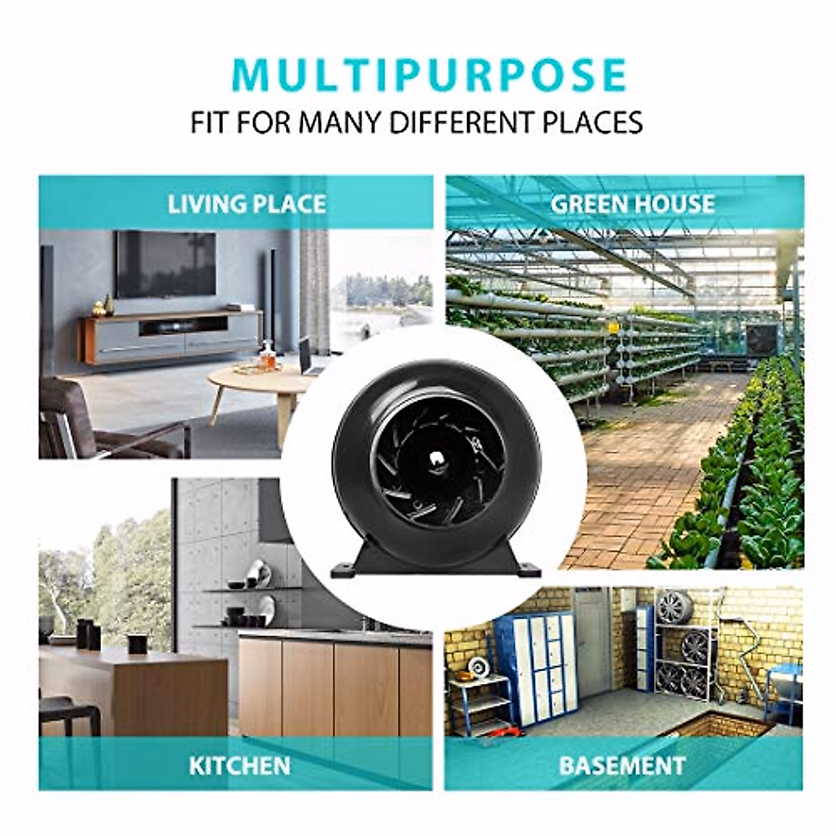 VIVOHOME 4 Inch 195CFM Plastic Round Exhaust Inline Duct Fan for Hydroponics Grow Tent Ventilation