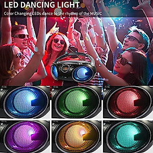 SINGING WOOD CD Boombox Portable/w Bluetooth USB MP3 Player AM/FM Radio AUX Headset Jack LED Backlit (Phantom Black)