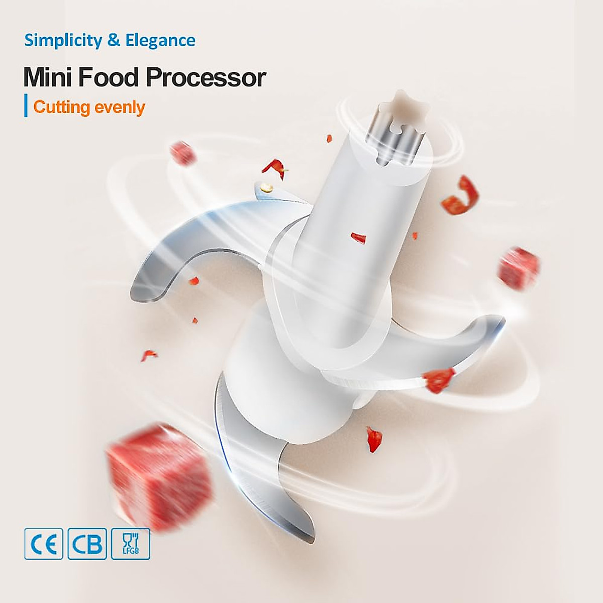 LVSENLIN Wireless Electric Food Processor，600ML Electric Food Chopper For Meat,Onions,vegetables,Garlic,Complementary Food, Meat Chopper Blender