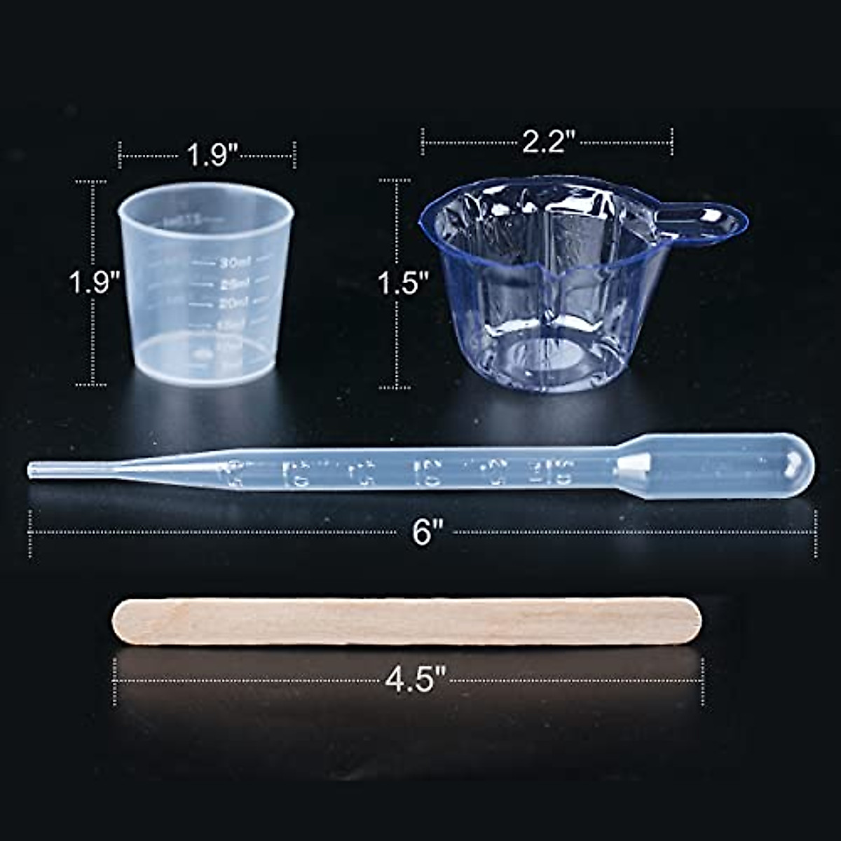 LET'S RESIN Epoxy Mixing Cups Kit,200Pcs Plastic Resin,30ml Disposable Measuring Cups,50 Wooden Stirring Sticks, Dropper, Mixing Cups for Epoxy Resin, Paint Mixing, Jewelry Making