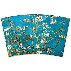 Mugzie "Van Gogh: Almond Blossoms" Stainless Steel Travel Mug with Insulated Wetsuit Cover, 20 oz, Black