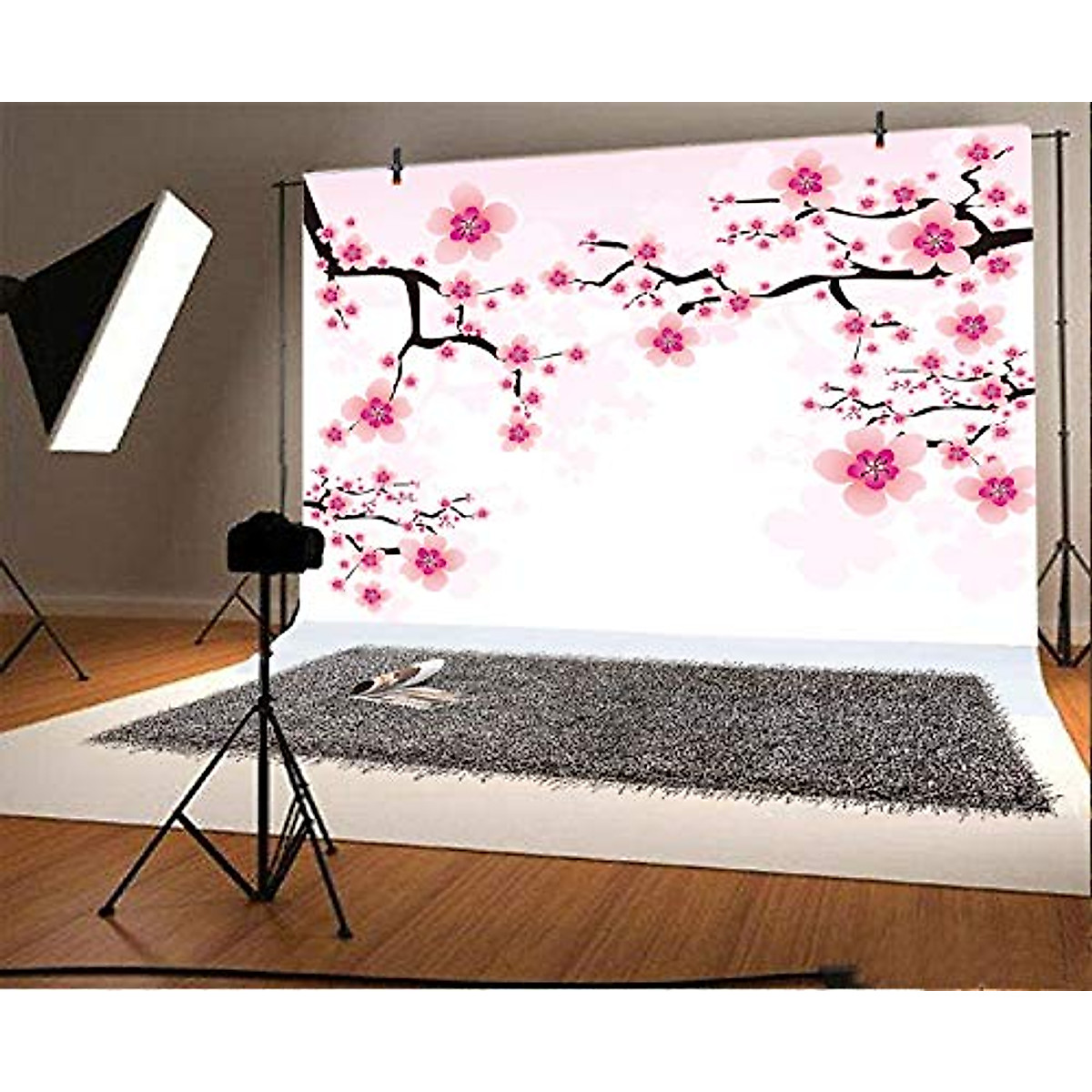 Leyiyi Romantic Cherry Blossoms Backdrop 7x5ft Photography Background Valentine's Day Decoration Soft Pink Love Theme Wedding Party Kids Girls Boys Adults Love Photo Booth Video Props