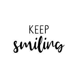 Vinyl Wall Art Decal - Keep Smiling - 12" x 22" - Cute Trendy Inspirational Positive Happiness Quote Sticker for Home Bedroom Closet Living Room Kids Room Playroom Office Coffee Shop Decor (Black)