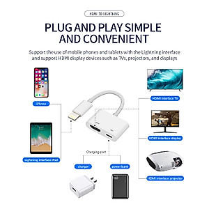 HOYULLI Lightning to HDMI Adapter for TV, iPhone 12, 13, Pro Compatible, 1080p Resolution, Easy to Use, Wide Compatibility