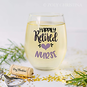 Retired Nurse gifts for Women Retirement Party idea Stemless Wine Glass 0148