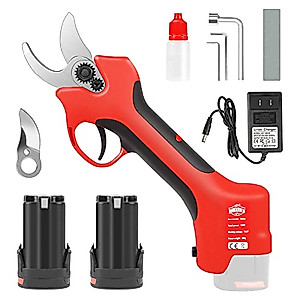 Professional Cordless Electric Pruning Shears, Backup Rechargeable 2.5Ah Lithium Battery×2 Powered Tree Branch Pruner, 30MM (1.2 Inch) Cutting Diameter