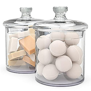 KooK Glass Apothecary Jar Set, Kitchen Storage Containers, Bathroom Jars, 36 Ounce, Set of 2
