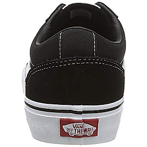 Vans Men's Ward Sneaker, Black Suede Canvas Black White C24, 14