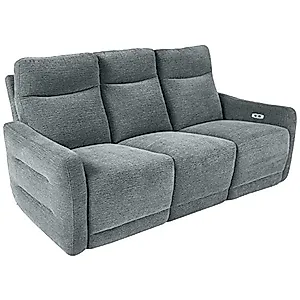 Homelegance Edition 78" Fabric Power Double Lay-Flat Reclining Sofa, Dove