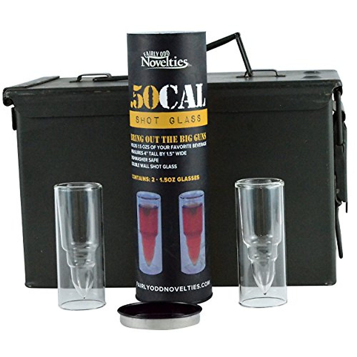 Fairly Odd Novelties .50 Caliber Bullet Shot Glass (Set of 2), Clear