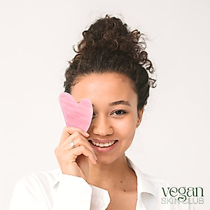 Vegan Skin Club Rose Quartz Gua Sha Stone | Natural Skincare Massage Tool for Women | Wellness Face Sculptor & Massager with Anti-Aging Effects
