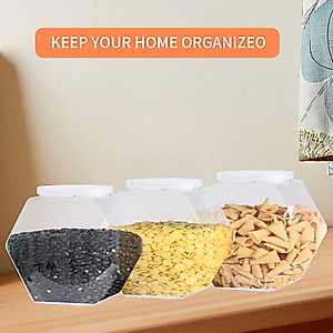 CAGSIG Candy jars with lids 4 Pack Plastic Candy Jars with Lid, Hexagon Candy Jars Cookie Jars for Kitchen, Clear Candy Containers for Snacks, Candy, Cookie, Dog Treats, Coffee Pod(30 OZ)