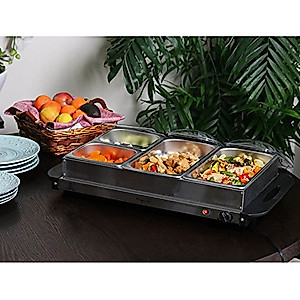 MegaChef Stainless Steel Housing Easy Clean Buffet Server & Food Warmer With 4 Sectional Trays