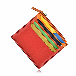 skyle Women secure Card Holder Wallet| Zipper Coin Pocket |Minimalist Mini Purse| RFID protection| 8 Credit Card Slots| Genuine Leather