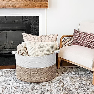 Goodpick Large Cotton Rope Basket, 83L Big Woven Storage Basket, Blanket Organizers and Storage, Baby Nursery Laundry Basket, Extra Large Toy Bin for Storage, 21.7 x 13.8 inches