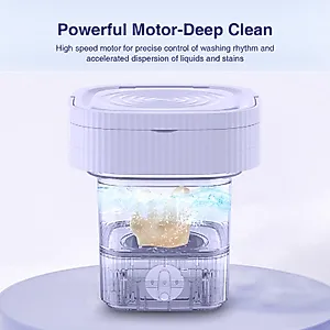 Portable Washing Machine, 10L Foldable Washer Machine, 3 Modes Deep Clean Small Item Baby Clothes Pet Supplies Underwears Socks Towels Suitable for Apartment Laundry Camping Travel