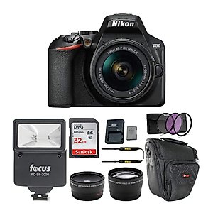Nikon D3500 DSLR Camera with AF-P DX NIKKOR 18-55mm f/3.5-5.6G VR Lens- Bundle with DSLR Case, 32GB Card, Flash, Filters, Accessories