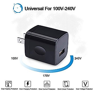 Wall Charger Cube,1A/5V Single Port USB Wall Plug 3 Pack Travel Black Charging Block Box Adapter Compatible iPhone,Samsung Galaxy A21 A51 A71 S20 S10 S9 S8,A10e,A90,Note20/10,Moto G7 G6,LG Stylo 6/5/4
