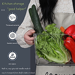 ACIGI Fridge Kitchen refrigerator organizer bins box - Clear Food Storage Baskets for Kitchen, Fridge, Freezer, Cabinets, Countertops, Bedrooms, Stackable Plastic Household Containers, Transparent