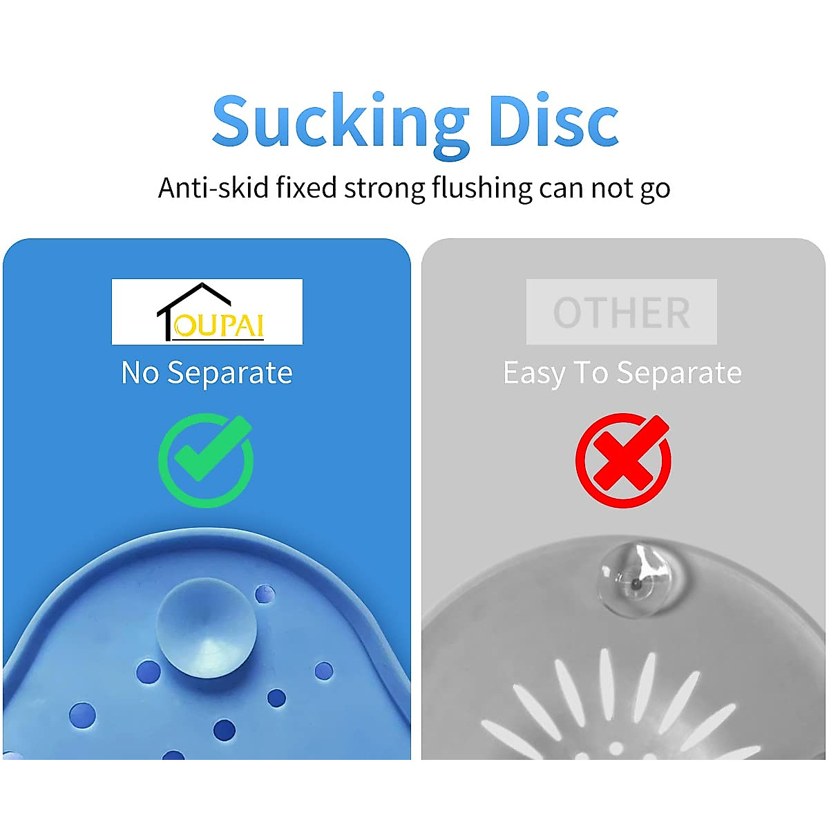 OUPAI Drain Hair Catcher Sturdy Silicon, Hair Stopper for Shower Drain with Suction Cup, Drain Cover Easy to Install and Clean Suit for Bathroom Bathtub and Kitchen 3 Pack