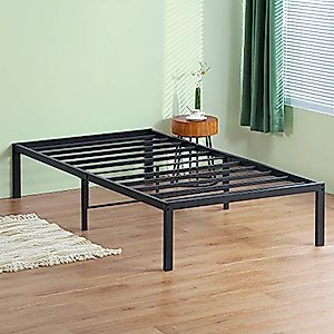 Olee Sleep 14 Inch Tall T-2000 Steel Slat, Non-Slip Center Support, No Box Spring Needed, Easy Assembly, Twin XL Size Bed Frame, Black