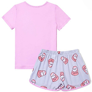 CHILDRENSTAR Matching Girls&Dolls Pajamas Pink Sloth Pj Sets Short Sleeve Sleepwear,4t 5t