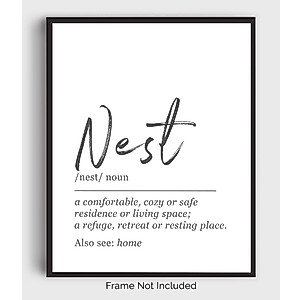 NEST Home Definition Wall Art - 11x14 UNFRAMED Print - Black and White Minimalist, Dictionary-Style Quote Typography Decor.