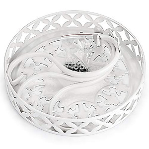 OwnMy Metal Round Plant Stand Rustproof Iron Flower Pot Holder, Modern Plant Stand Plant Display Potted Rack, Indoor Outdoor Plant Stand Heavy Duty Plant Holder for Home, Garden, Plant Lovers (White)