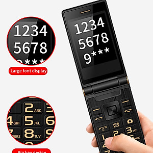 ASHATA 2G Flip Mobile Phone with 2.8in Screen, Easy to Use Big Button Unlocked Senior Flip Cell Phone, Dual SIM Seniors Phone with One Touch Dial, Super Loud Volume, Gifts for Parents(Gold)