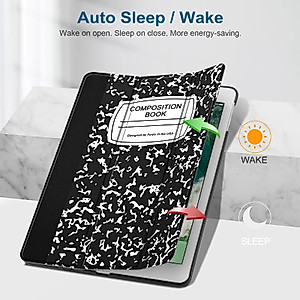 Fintie Case for iPad 6th / 5th Generation (2018/2017), iPad Air 2 / Air 1 (9.7 Inch) - Lightweight Slim Shell Standing Cover with Auto Wake/Sleep Feature, Composition Book Black