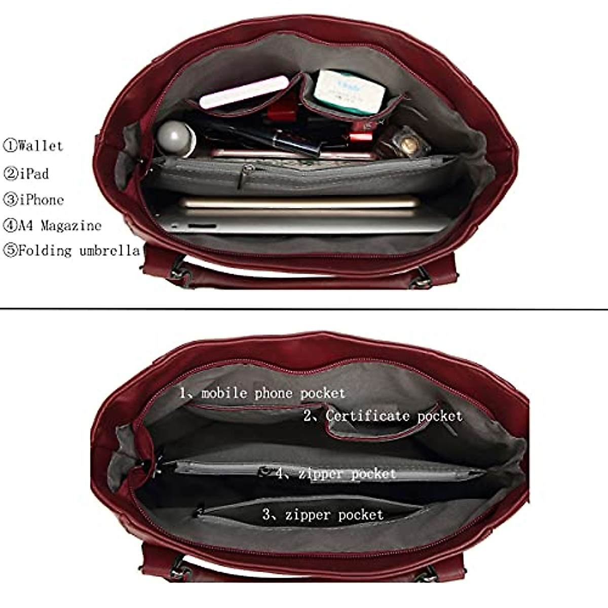 XingChen Women’s Leather Shoulder Handbags Crossbody Bags Hobo Totes Top-Handle Bag Satchel and Purse for Ladies（Wine）