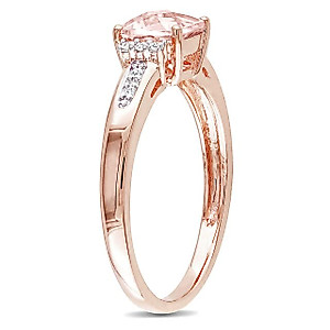 1.60 Carat Cushion Shape Simulated Pink Morganite and White Cubic Zirconia Solitaire Wedding Engagement Ring In 14K Rose Gold Plated 925 Sterling Silver Gift for Womens Ring Size-9